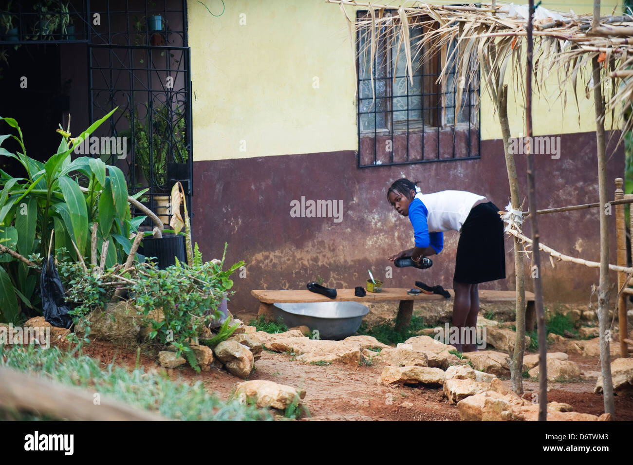 girl at a farm house, Kenscoff mountains above Port au Prince, Haiti ...