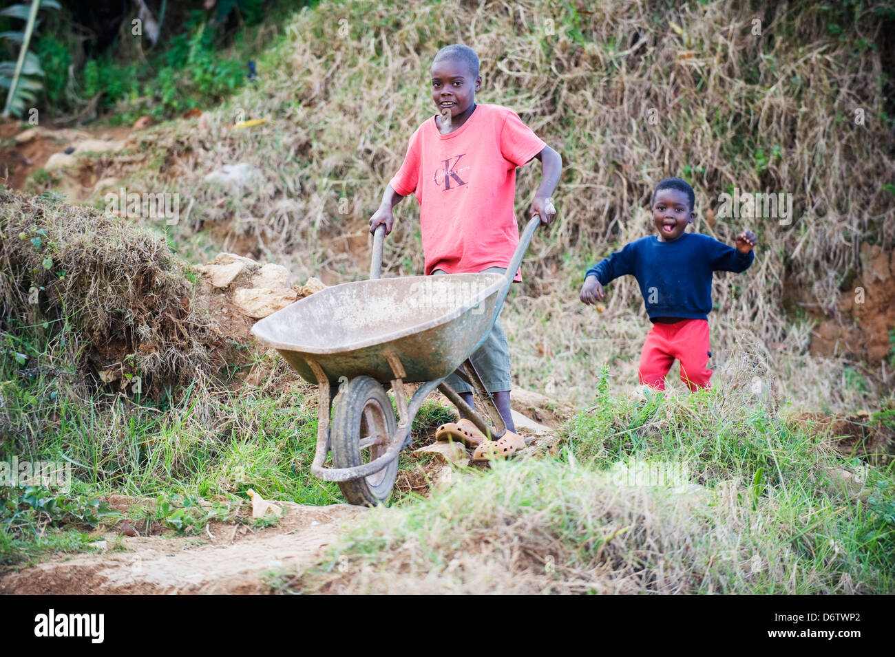 boy with wheelbarrow, Kenscoff mountains above Port au Prince, Haiti ...