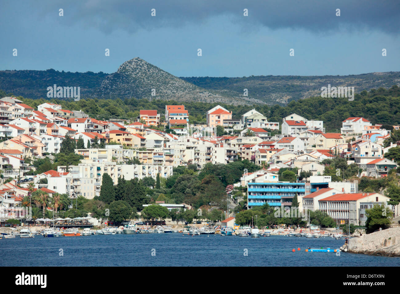 City at the waterfront, Hvar, Split-Dalmatia County, Croatia Stock ...