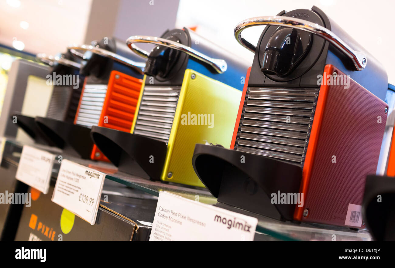 Coffee machines on display Stock Photo - Alamy