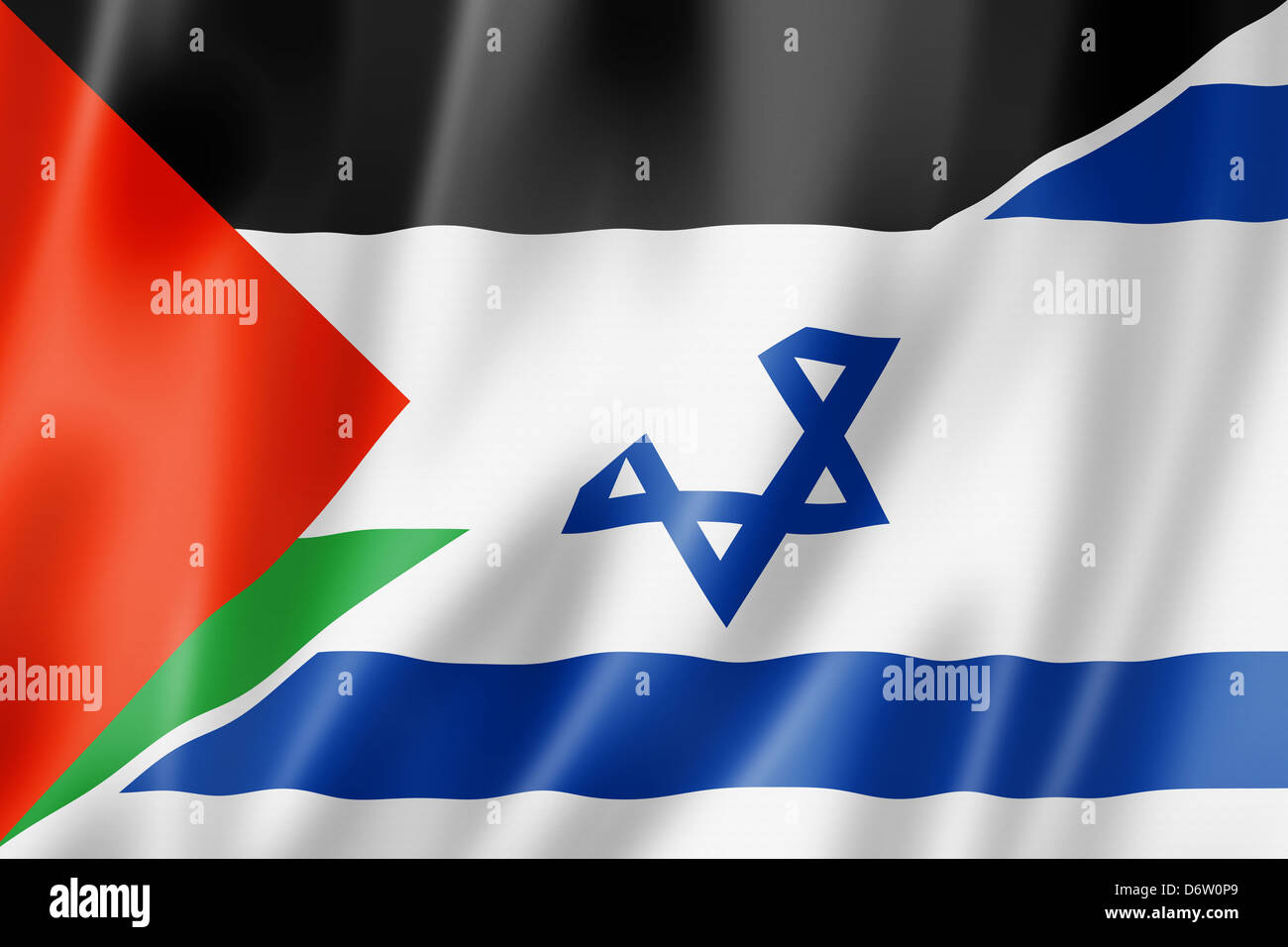 Mixed Palestine and Israel flag, three dimensional render, illustration ...