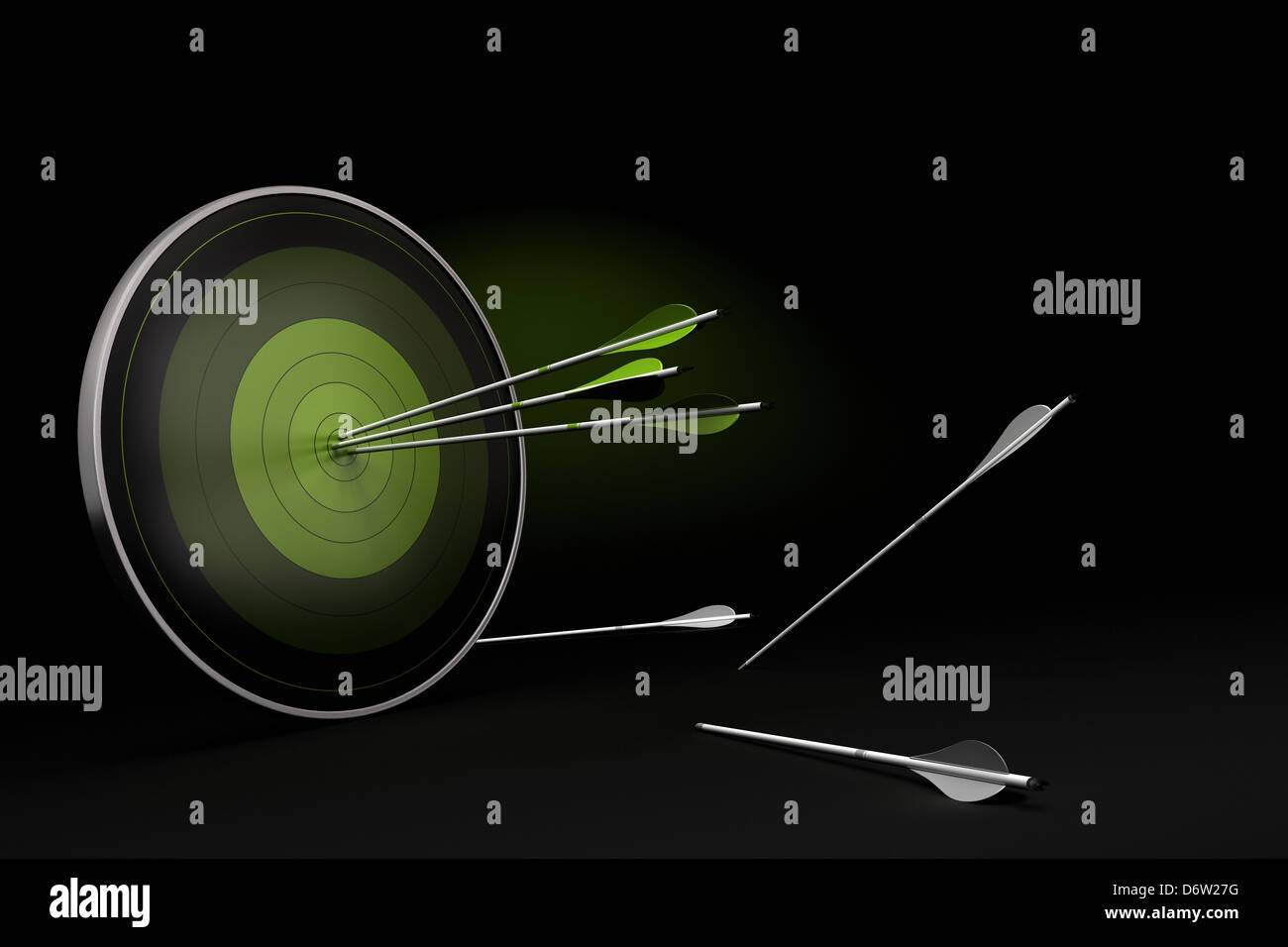 green target onto a black background with three arrows reaching their ...