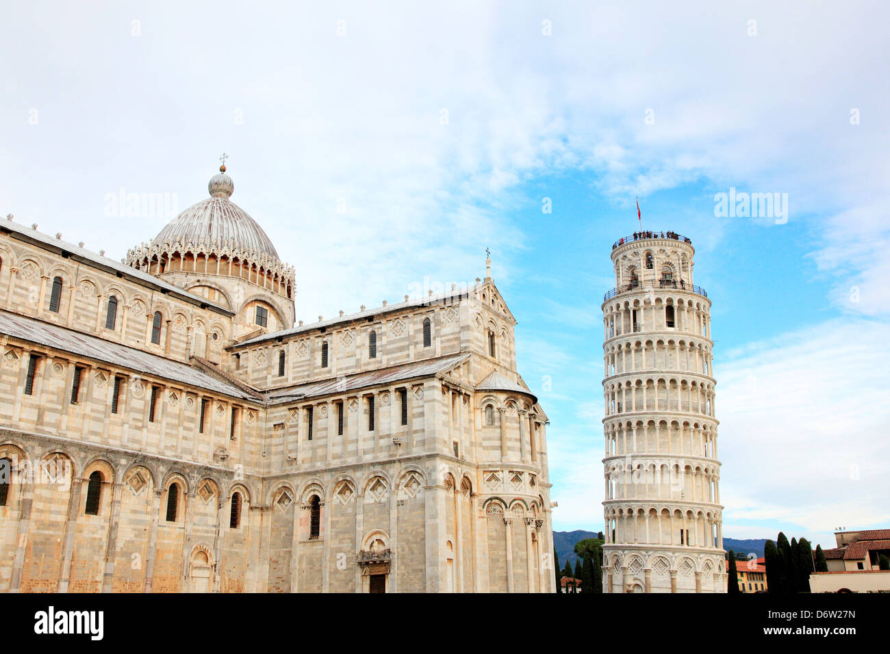 Italy, Pisa, View of Leaning Tower and cathedral Stock Photo - Alamy