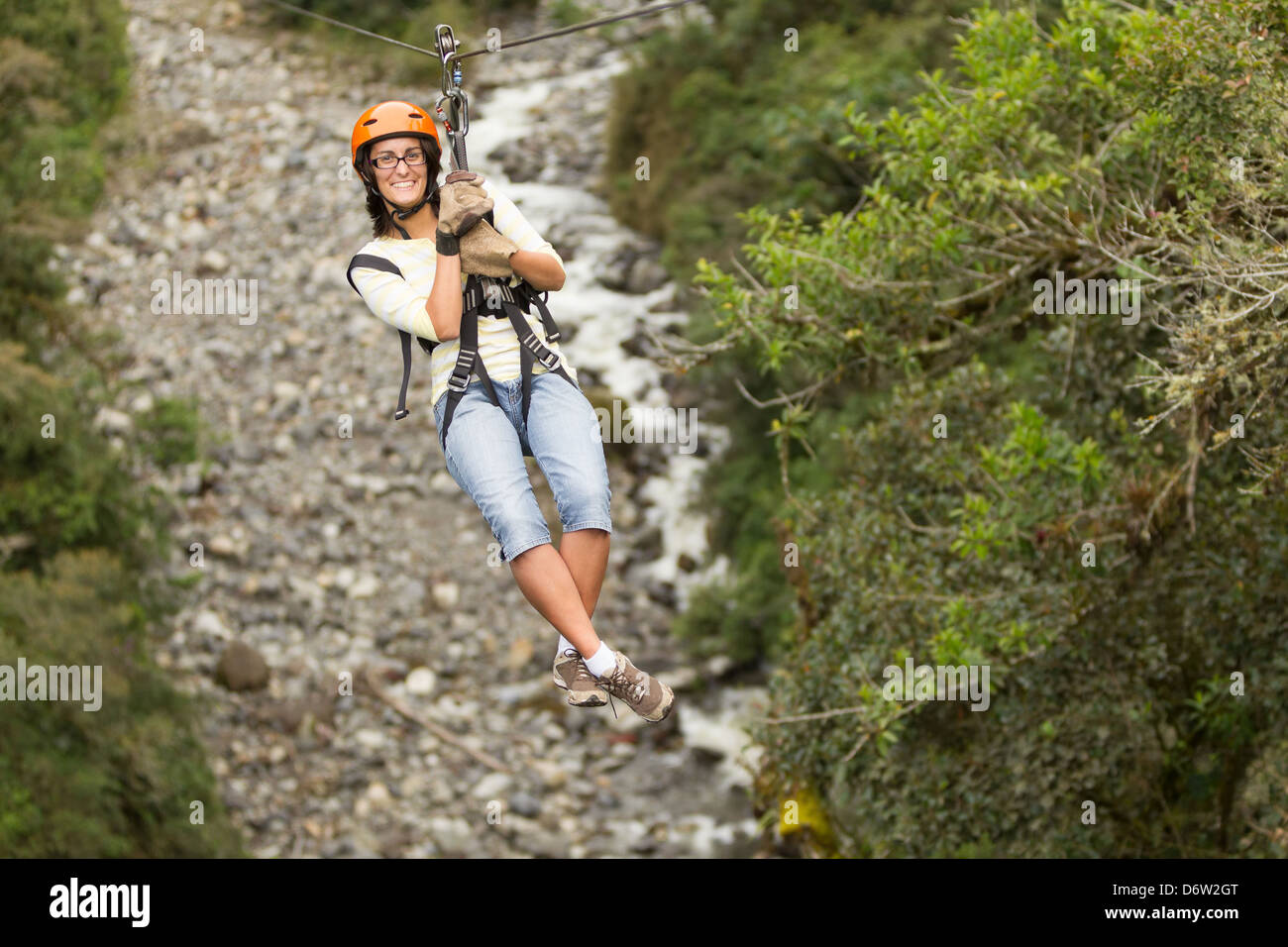 Zip Line Adventure In Ecuadorian Rainforest Banos De Agua Santa Stock ...