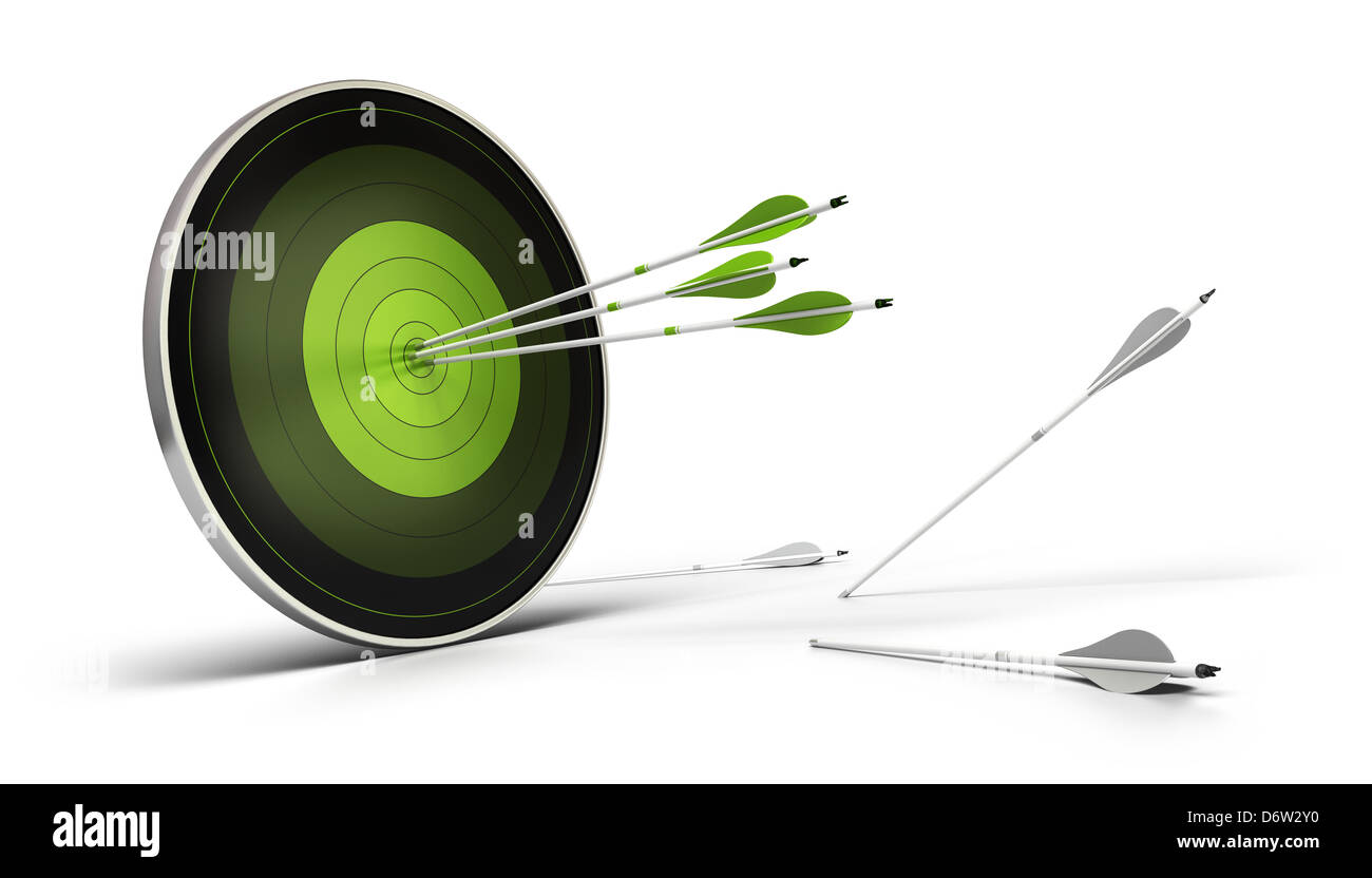 green target onto a white background with three arrows reaching their ...