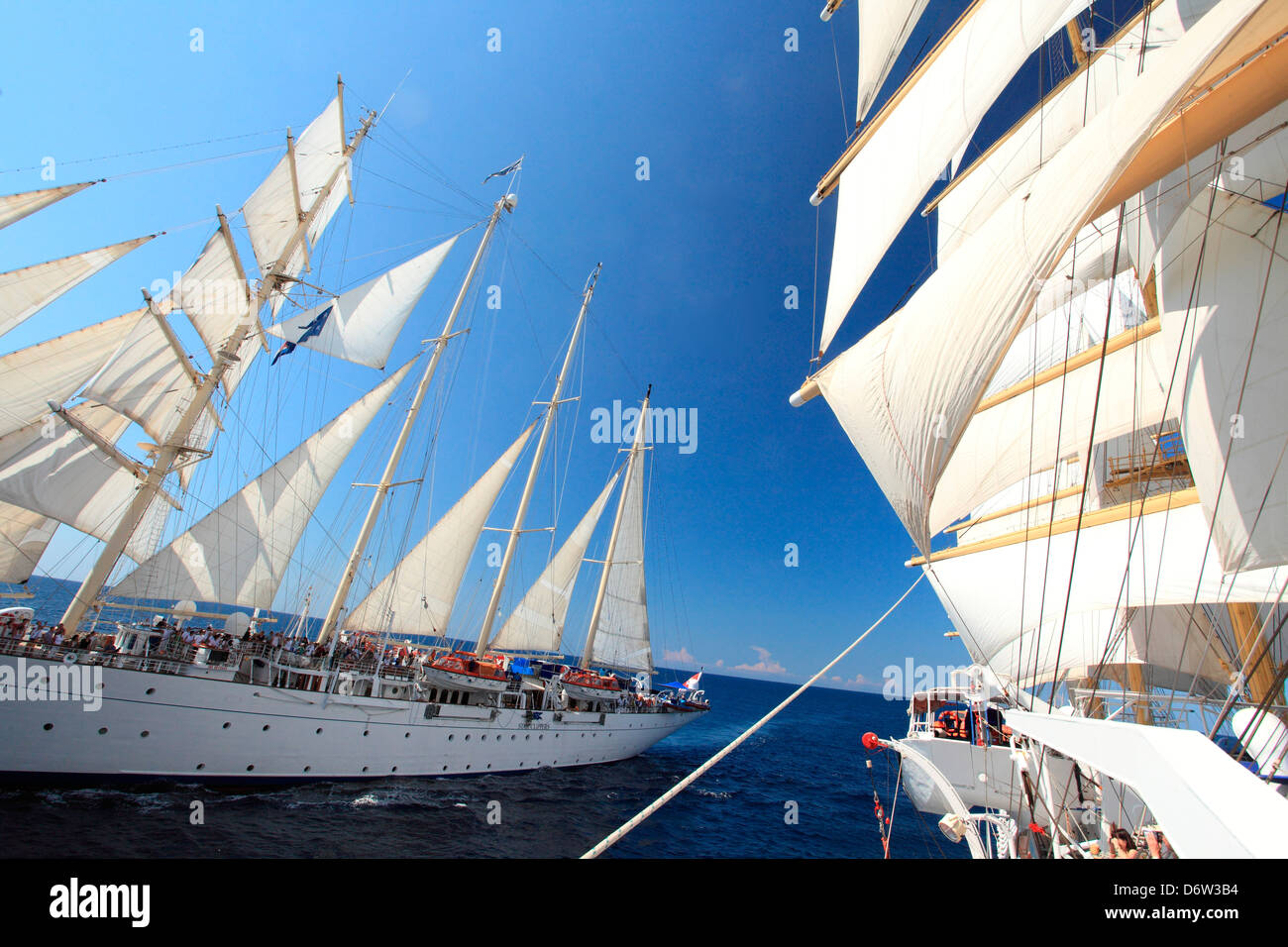 Royal Star and Royal Clipper ships race in the Adriatic Sea, Dubrovnik ...