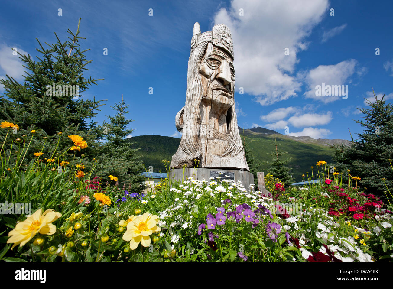 Wood sculpture.Valdez.Alaska Title: Trail of the whispering giants ...