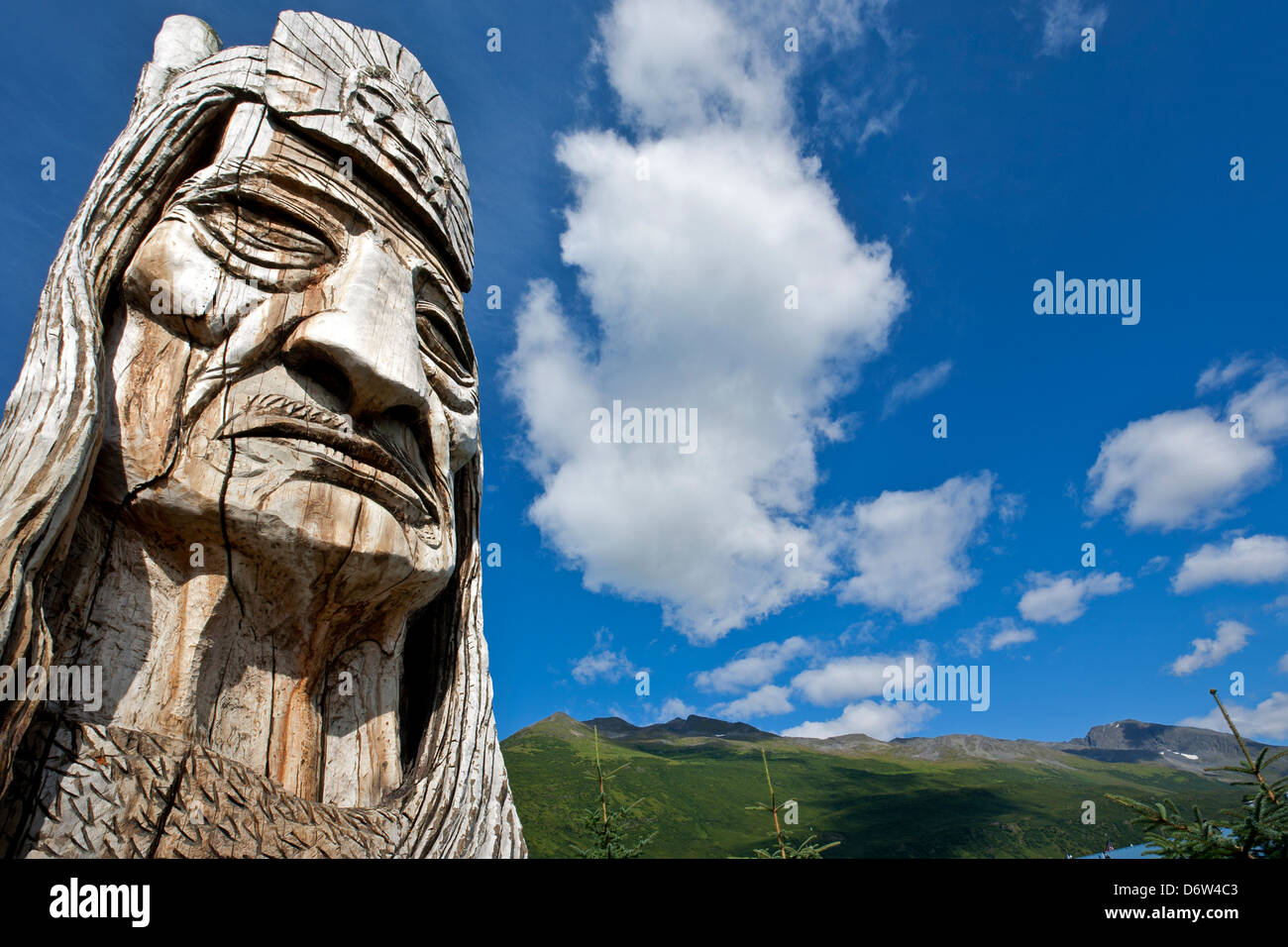 Wood sculpture.Valdez.Alaska Title: Trail of the whispering giants ...