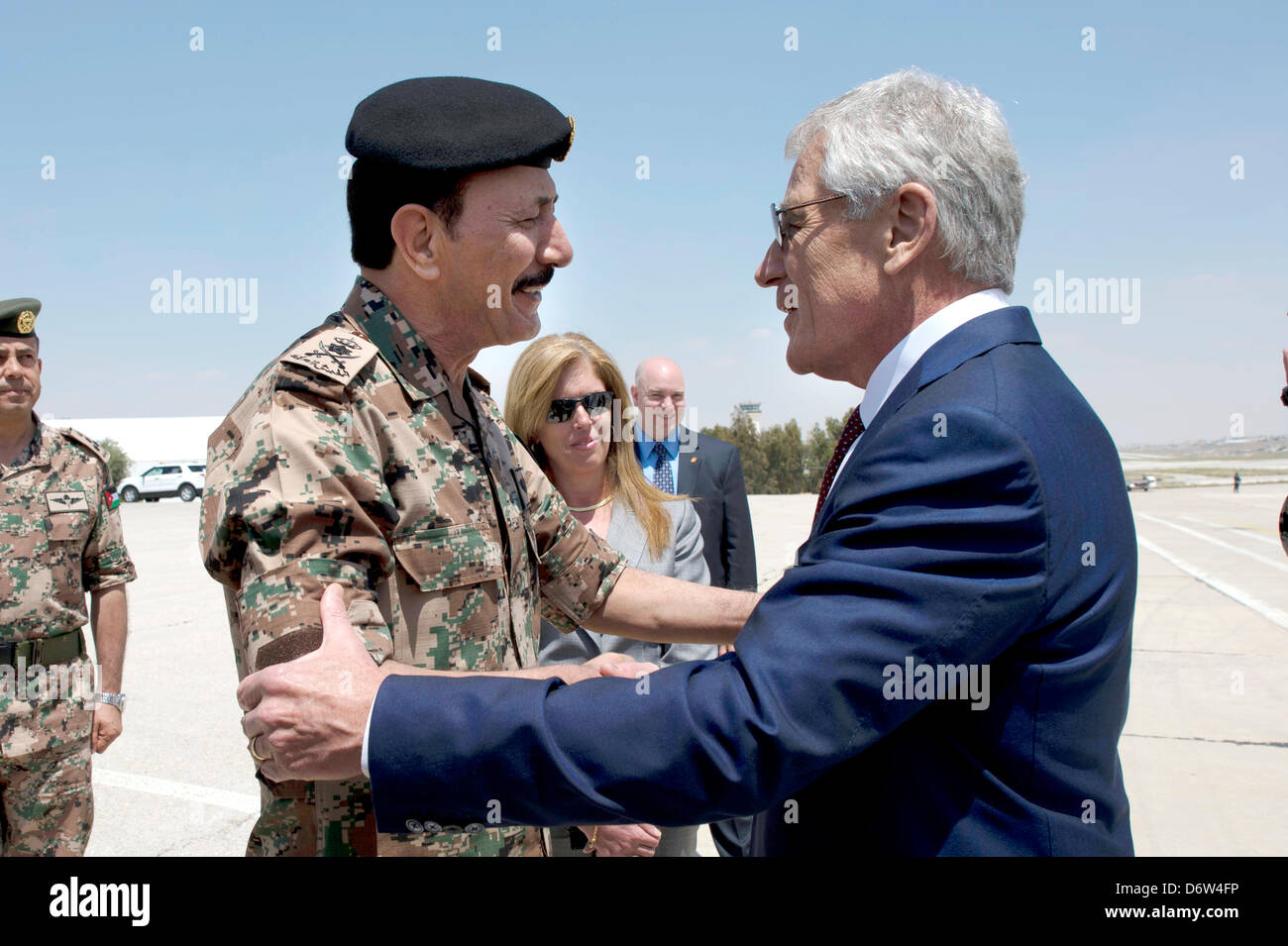 US Secretary of Defense Chuck Hagel greets Jordanian Chairman of ...