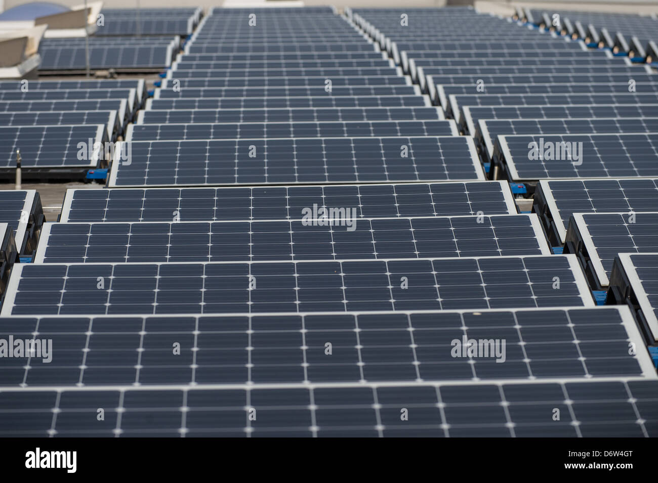 Berlin, Germany, solar panels on the roof of Berlin's large market ...