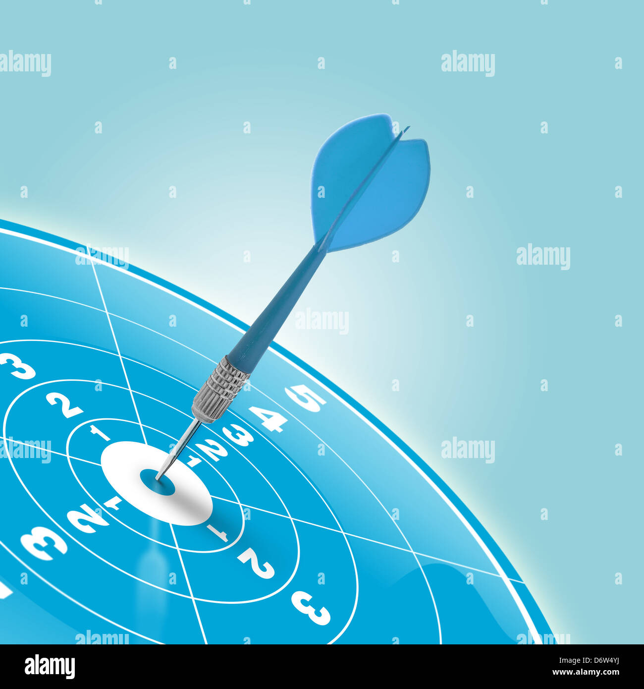 darts reaching the center of a blue target Stock Photo - Alamy