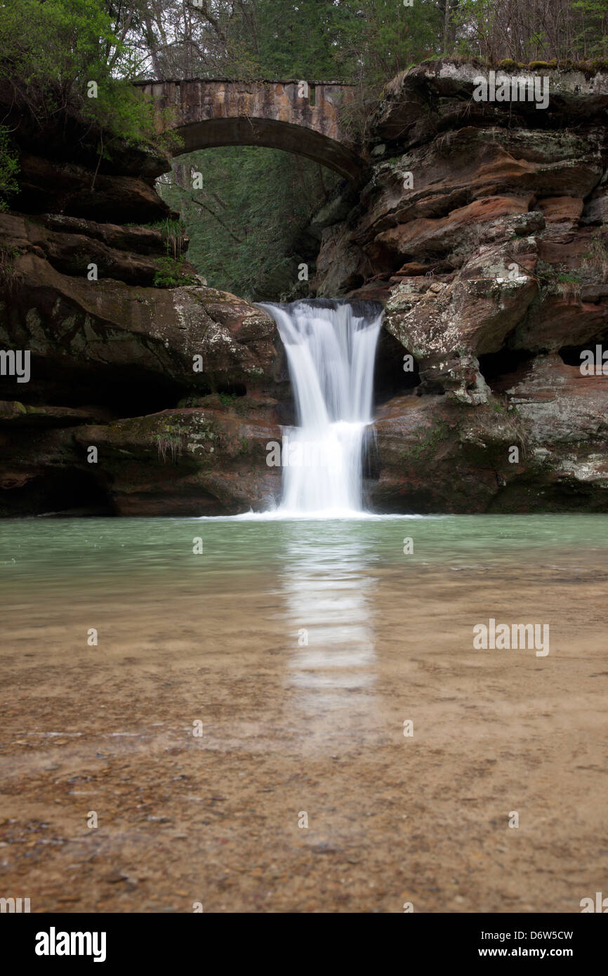 Waterfall in a forest, Upper Falls, Hocking Hills State Park, Logan ...