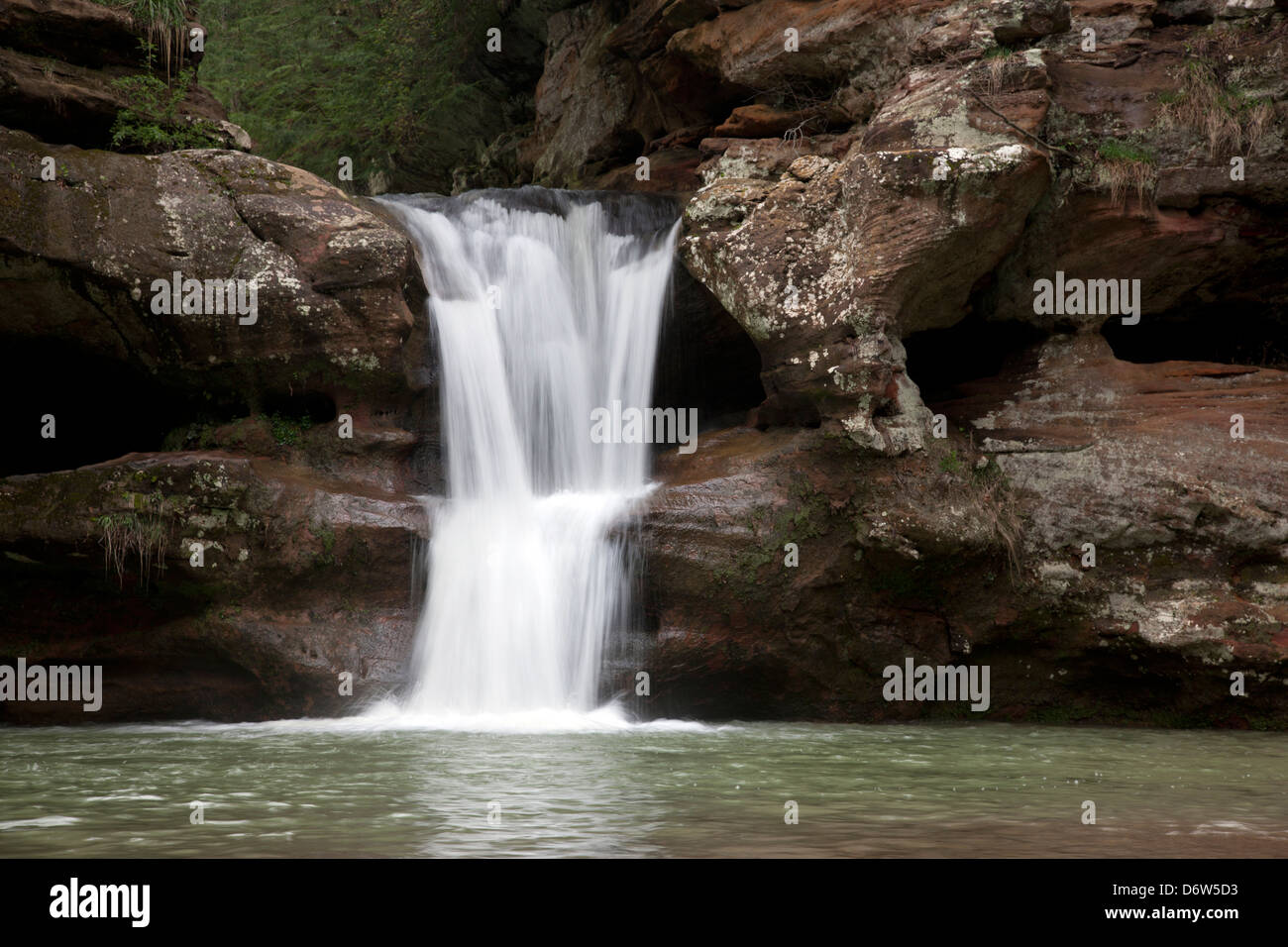 Waterfall in a forest, Upper Falls, Hocking Hills State Park, Logan ...