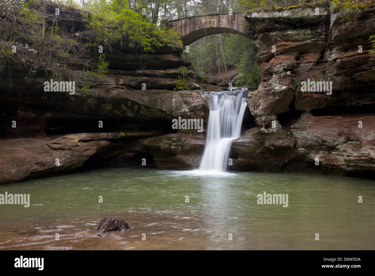 Waterfall in a forest, Upper Falls, Hocking Hills State Park, Logan ...