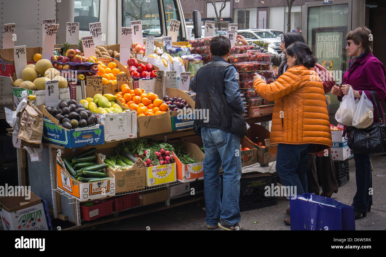 A fruit and vegetable stand in the Upper East Side neighborhood of New ...
