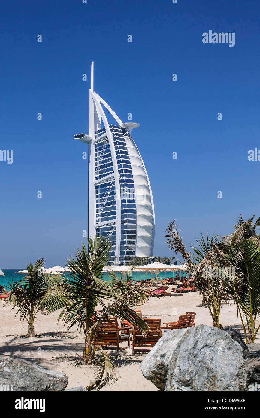 View of the Burj Al Arab from the beach Stock Photo - Alamy