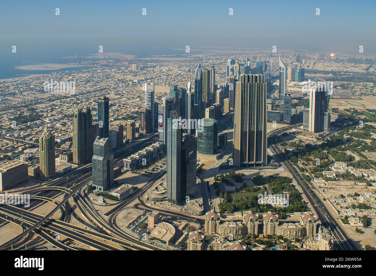 Ariel view of Sheikh Zayed Road, Dubai, UAE Stock Photo - Alamy