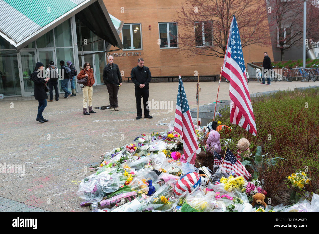 Apr 23, 2013 - Cambridge, Massachusetts, U.S. - A memorial grows at the ...