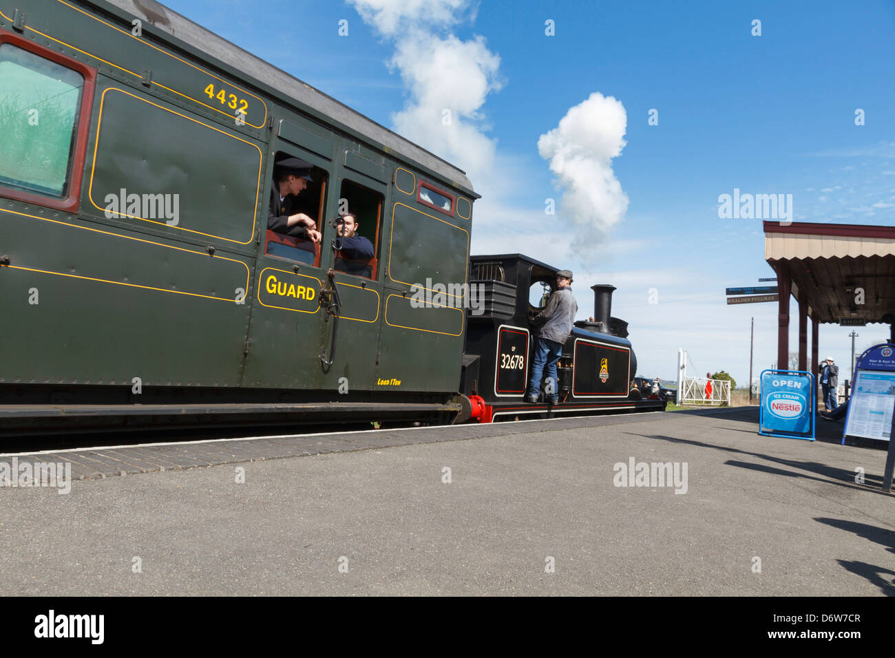 A steam train pulls in to Bodiam Station on the Kent & East Sussex ...