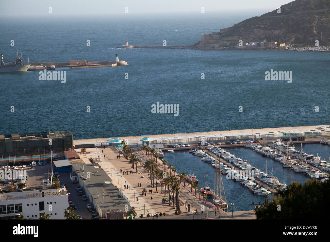 Entrance to the port of Cartagena, Spain, viewed from the castle Stock ...
