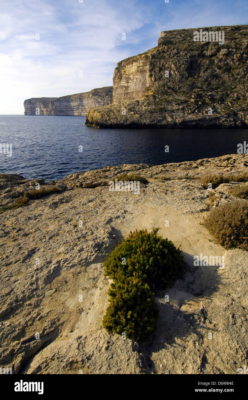 Rugged coastal view of Ras II Bajda Xlendi situated in the south west ...