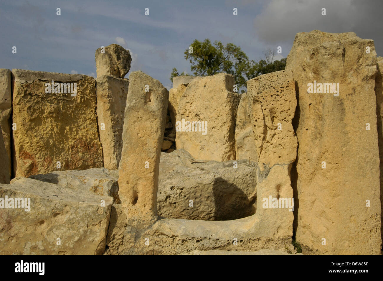 Large stone blocks of the Tarxien megalithic temple complex which is ...