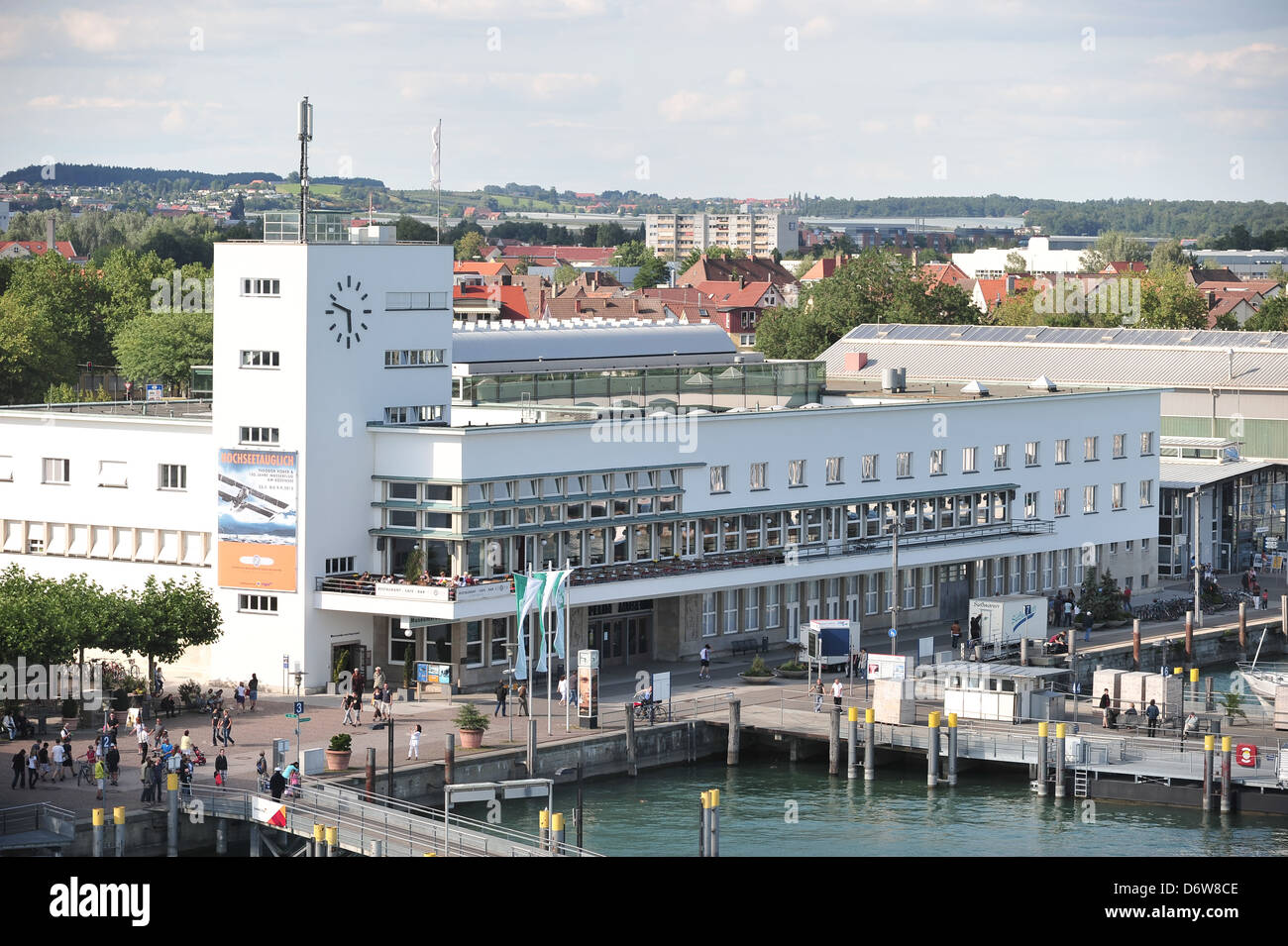 Friedrichshafen, Germany, look at the Zeppelin Museum at the harbor ...