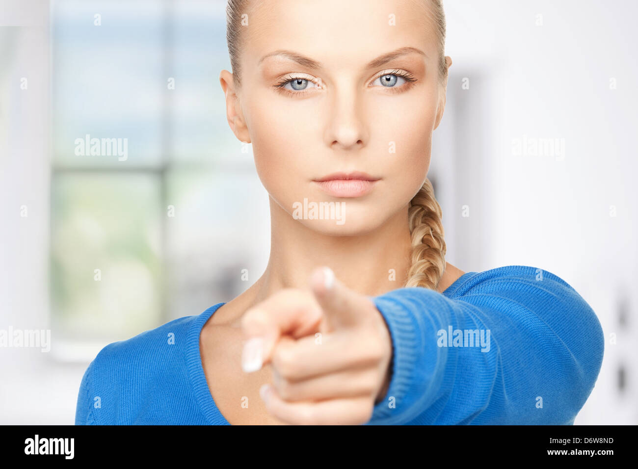 businesswoman pointing her finger Stock Photo - Alamy