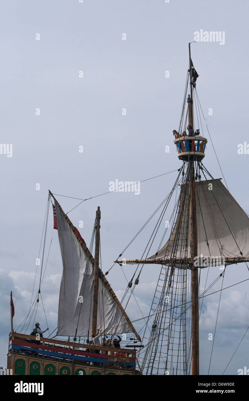 An old ship mast in the Fal Estuary Stock Photo - Alamy