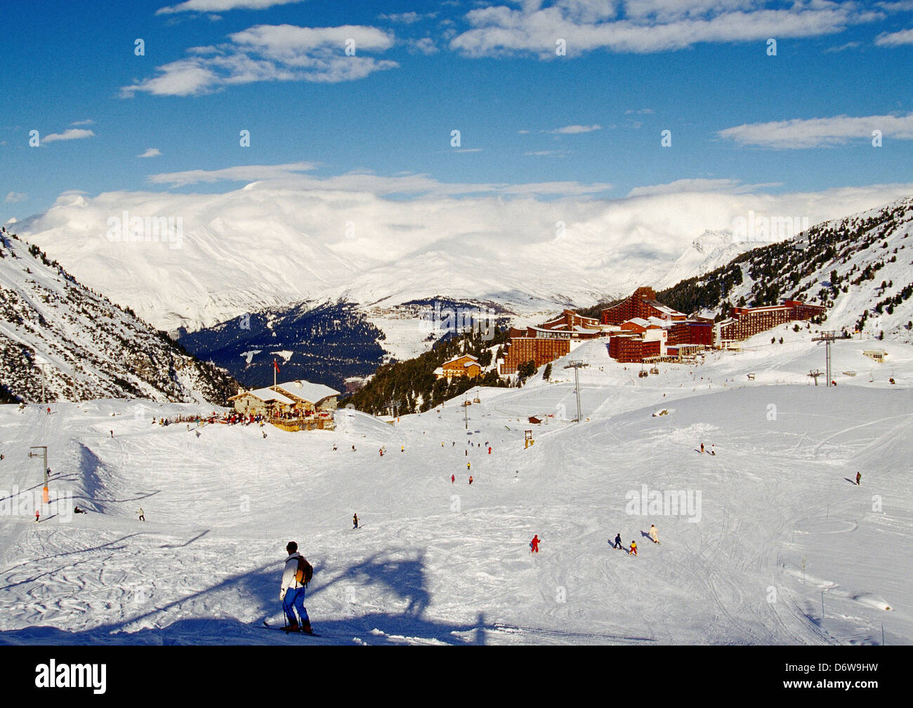 France, Les Arcs 2000, Elevated view of ski slope Stock Photo - Alamy