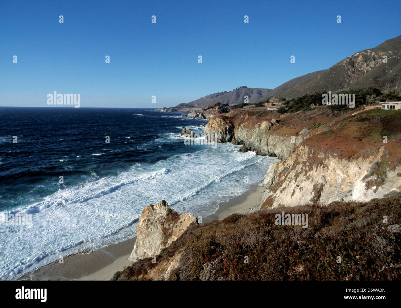 USA, California, Big Sur, View of beach and rocks along Stock Photo - Alamy