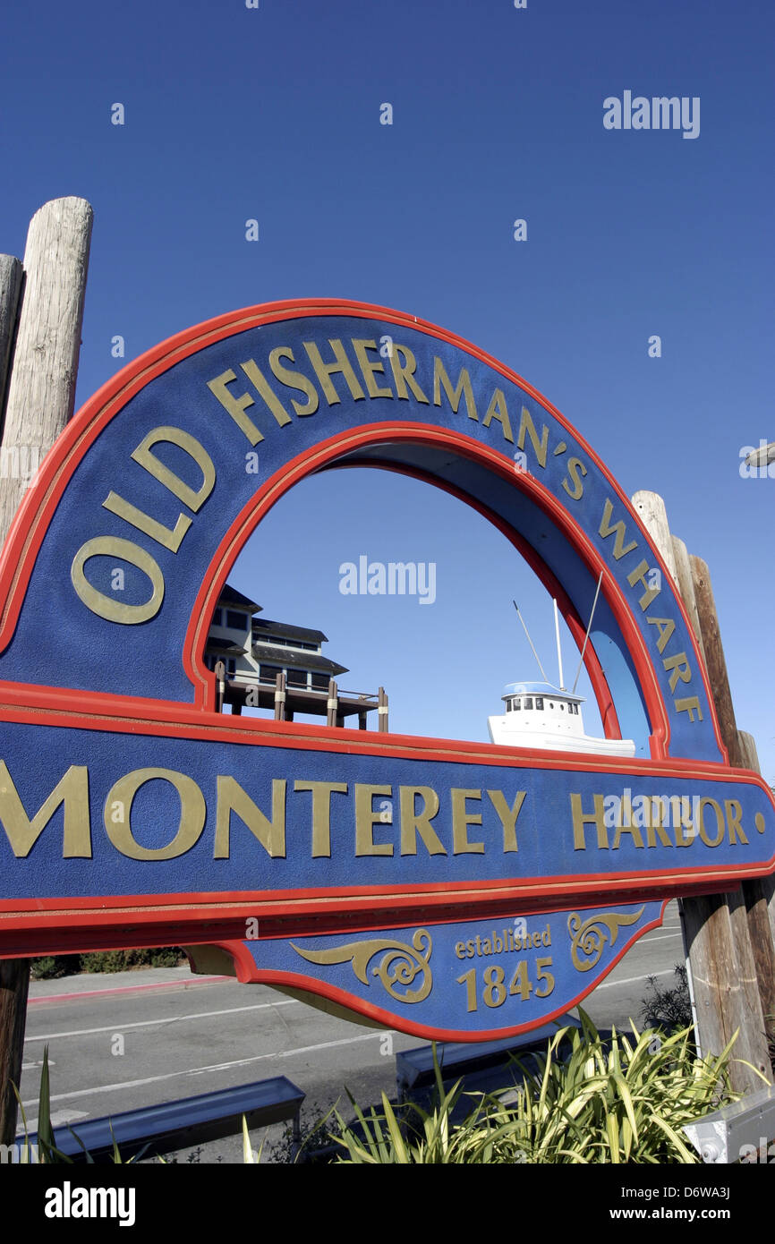 USA, California, Monterey Harbor Sign Stock Photo - Alamy