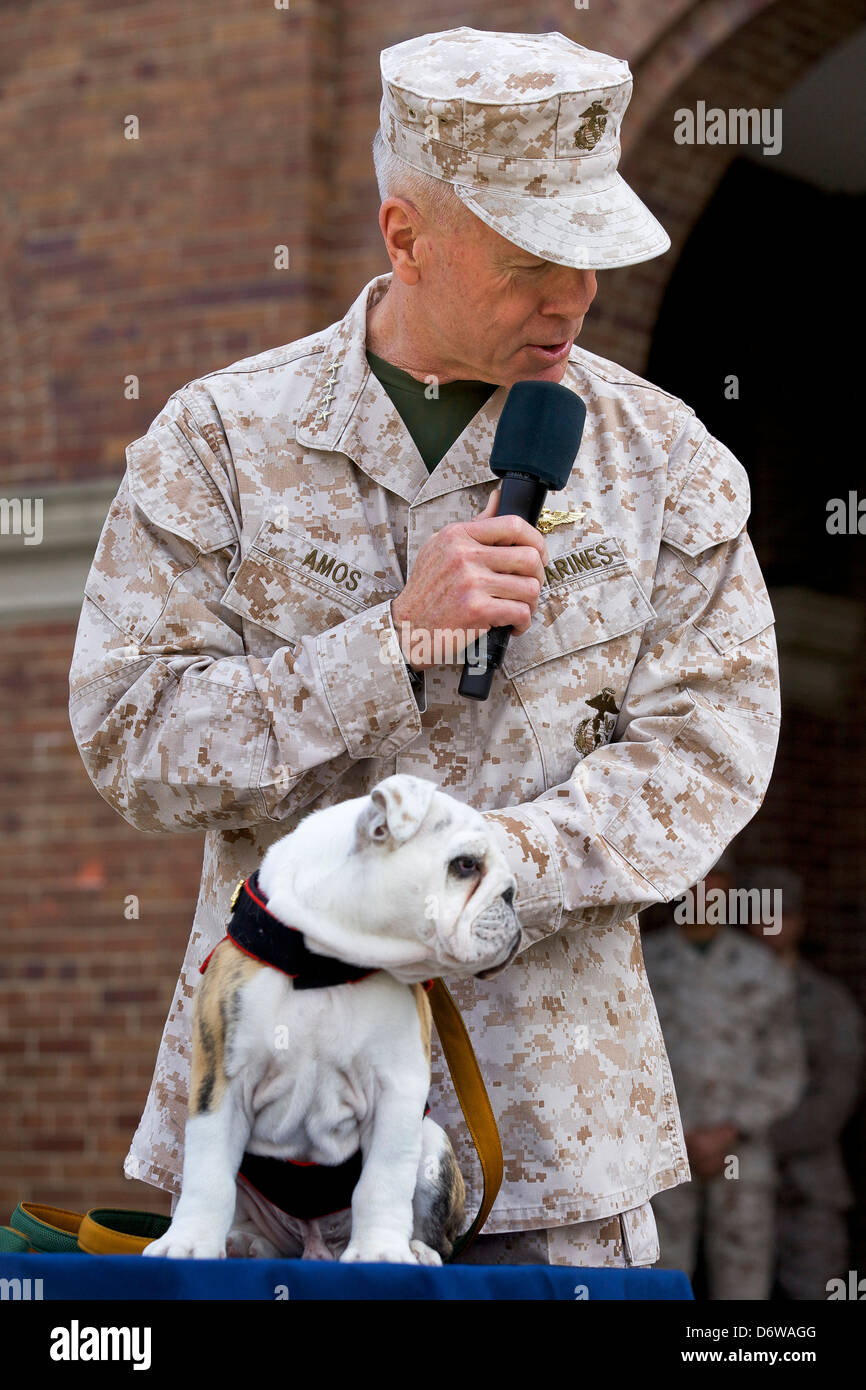 Commandant of the US Marine Corps Gen. James F. Amos pets incoming ...