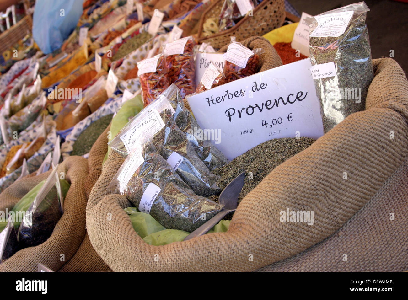 France, Dordogne, Brantome, Spices on sale at local market Stock Photo ...