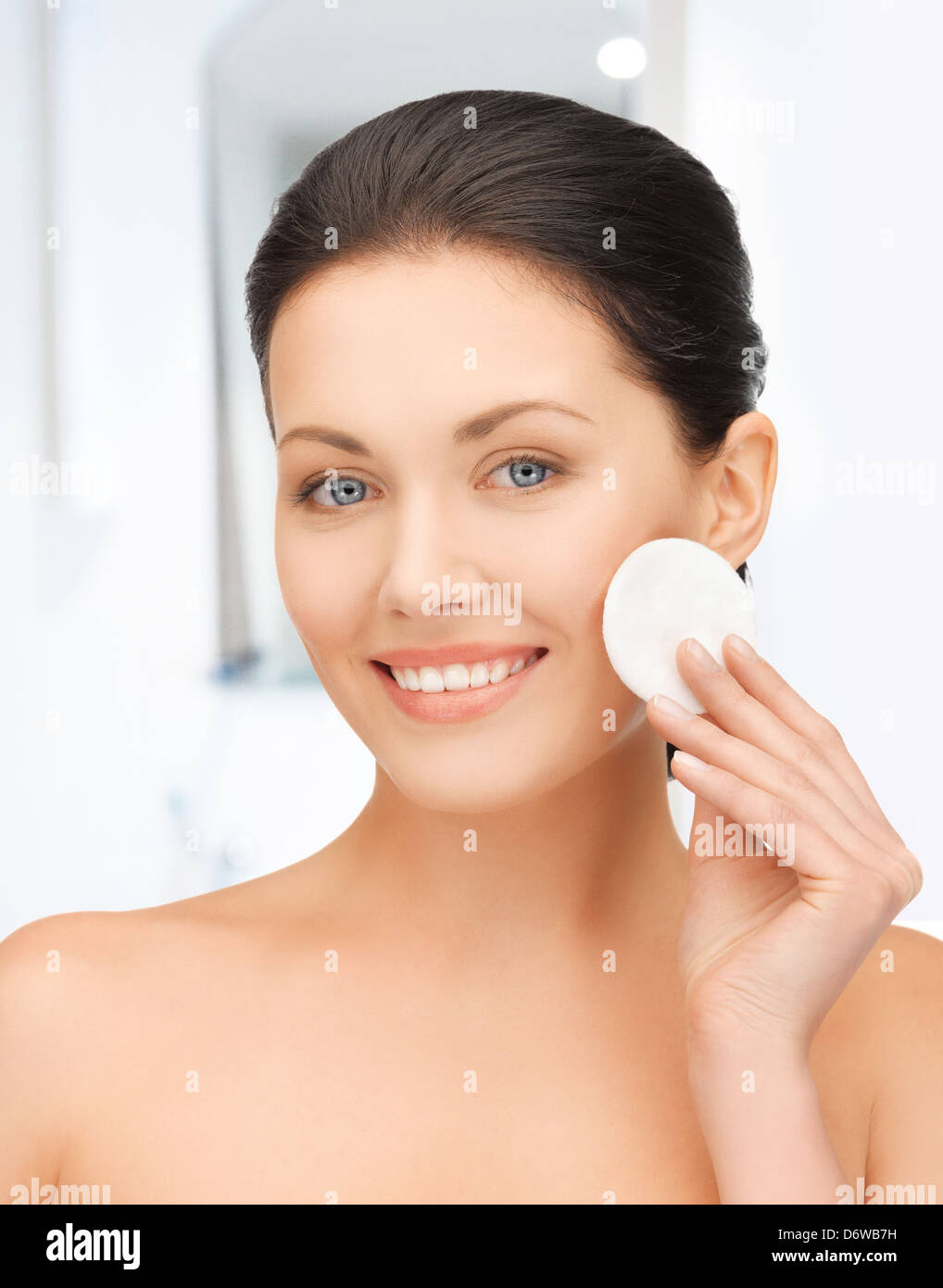 beautiful woman with cotton pad Stock Photo - Alamy