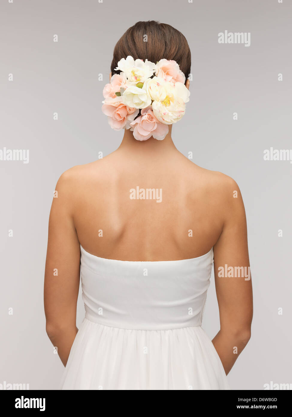 woman with flowers in her head Stock Photo - Alamy