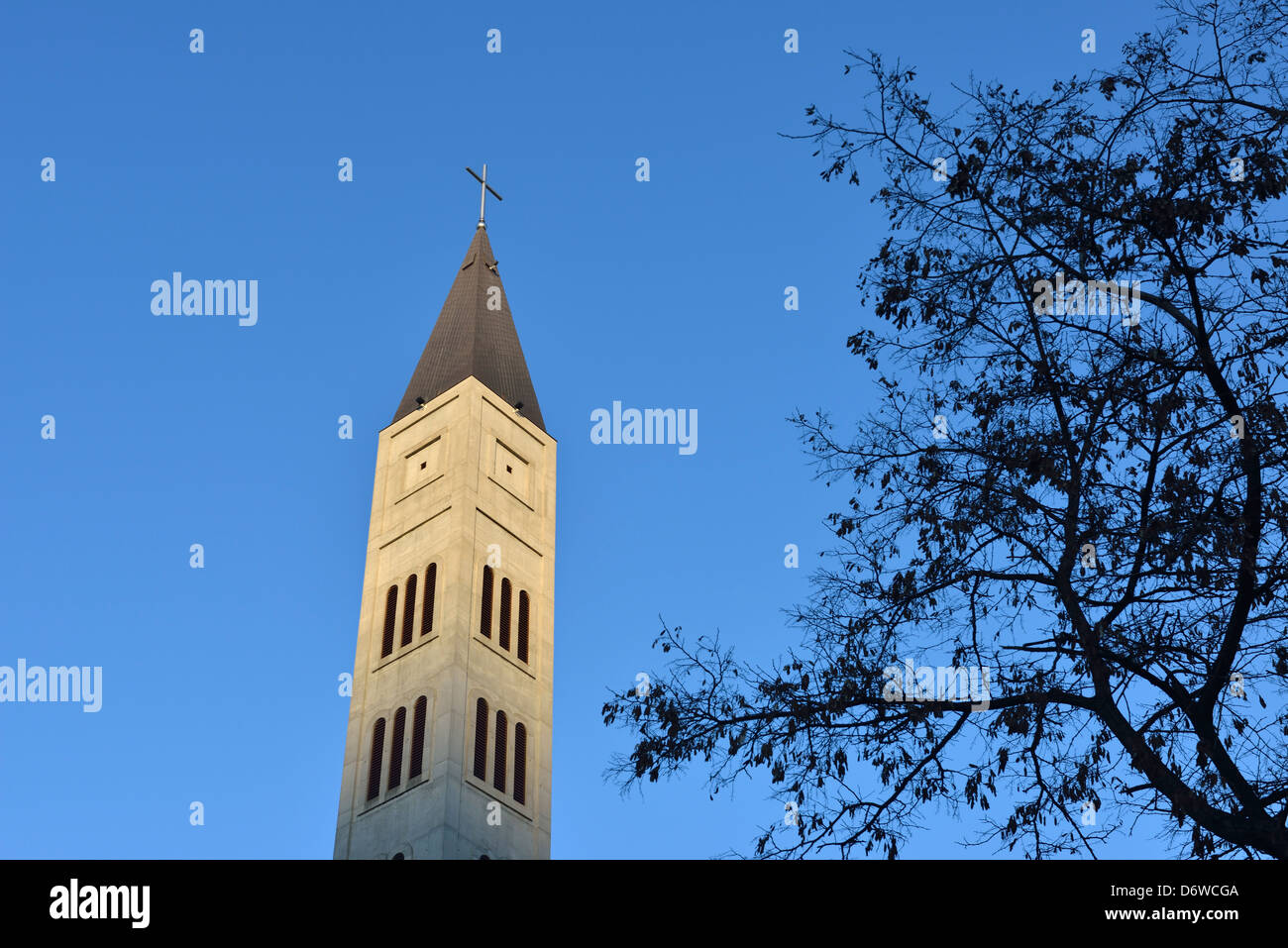 Bell tower of SS Peter and Paul catholic church by the Franciscan ...