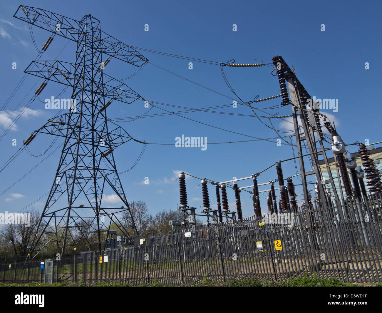 Electricity pylons and power station by the Regent's canal in Lea ...