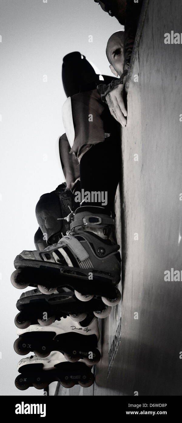 Professional skaters practice before an international meeting in the ...