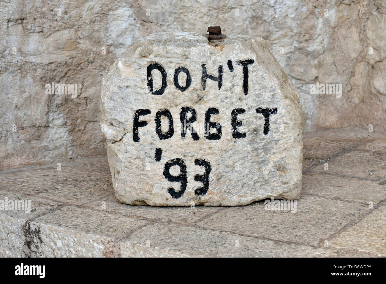 Monument commemorating the shelling and destruction of the Old Bridge ...