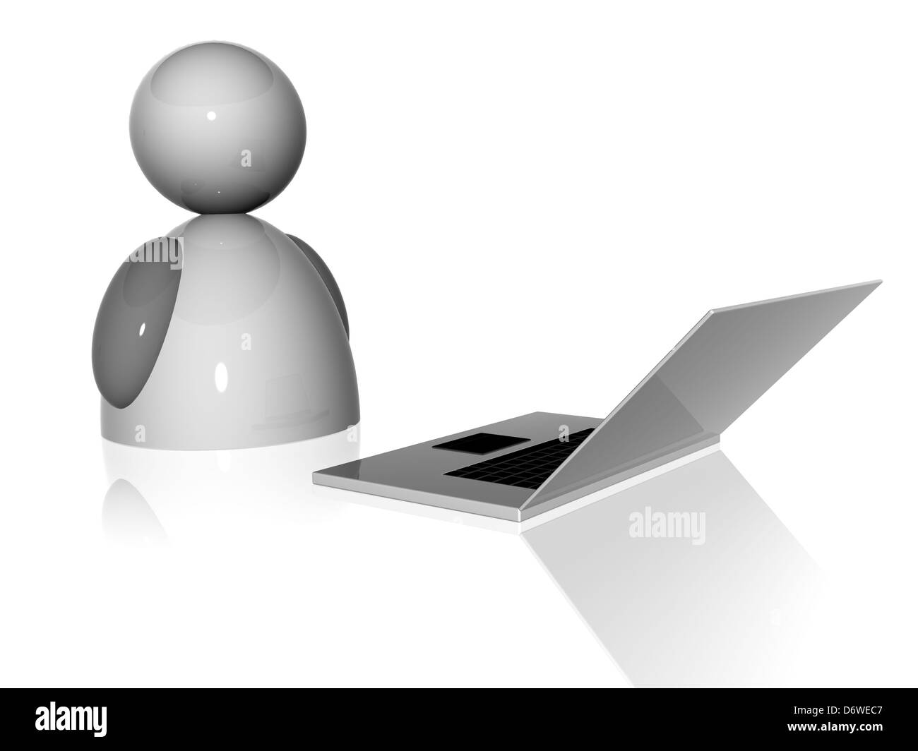 3d illustration of man and laptop Stock Photo - Alamy