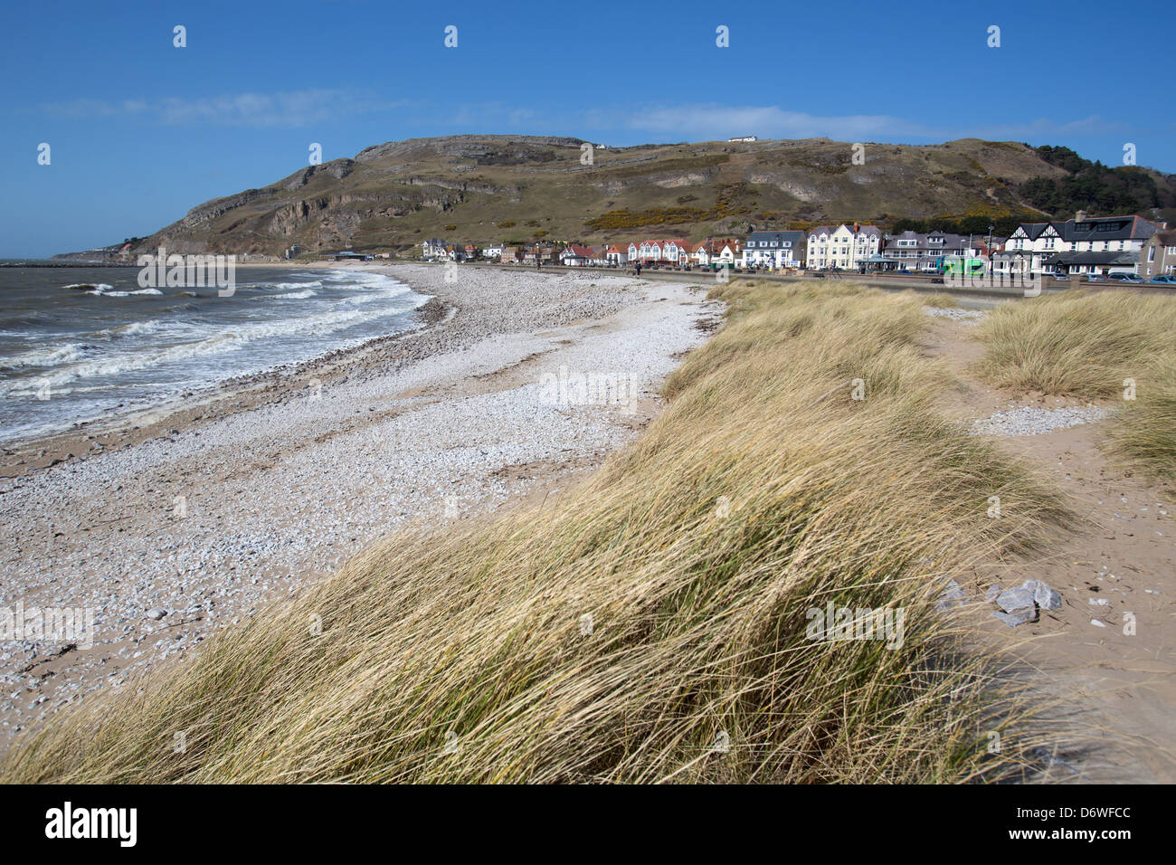 The town of Llandudno, Wales. The beach on the West Shore of Llandudno ...