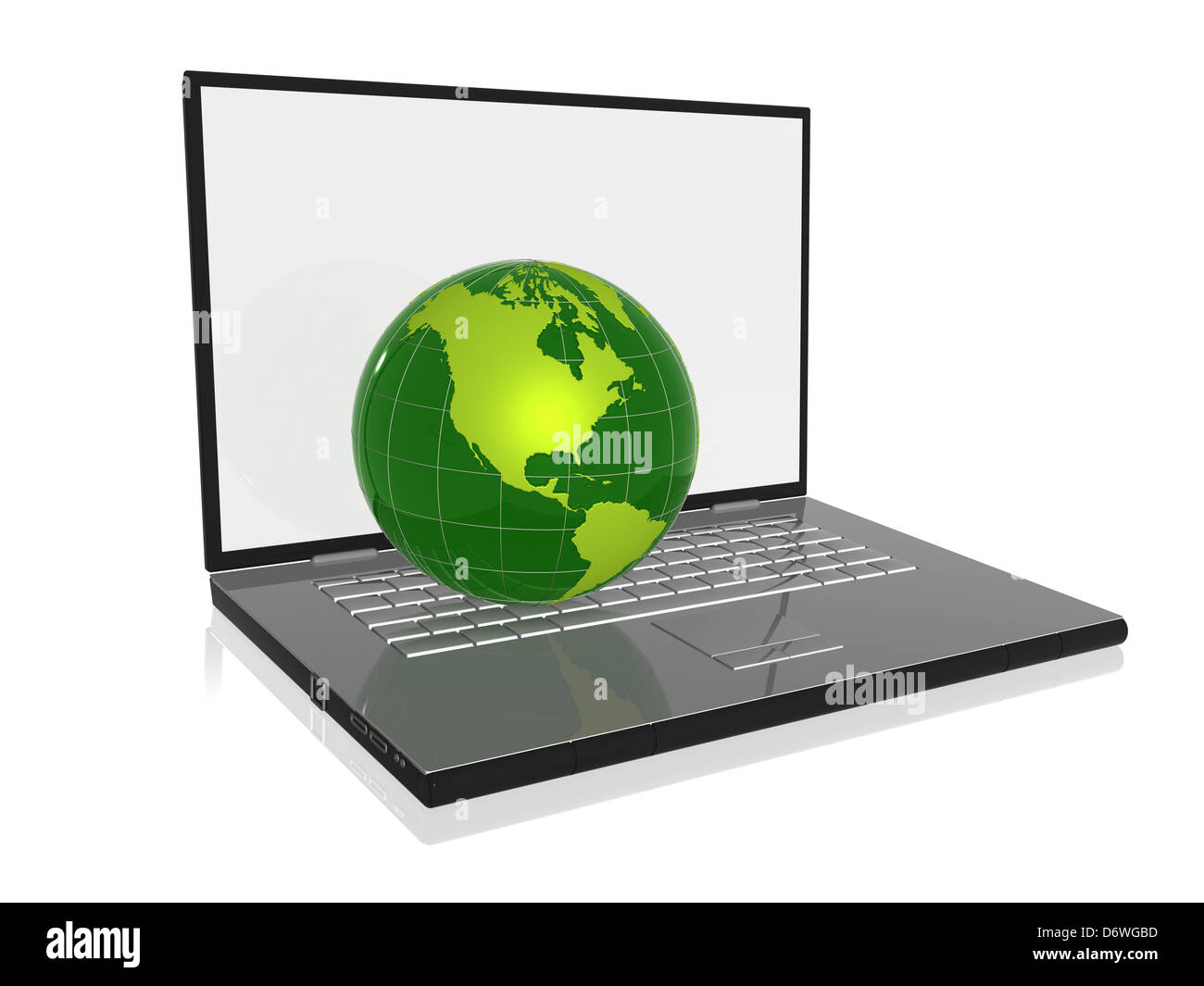 3d illustration of laptop and earth globe Stock Photo - Alamy