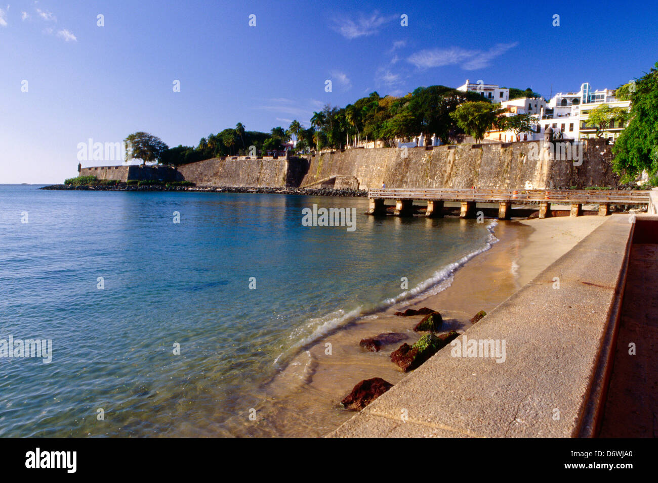 Puerto Rico, Scenic View of City Walls of Old San Juan Facing San Juan ...