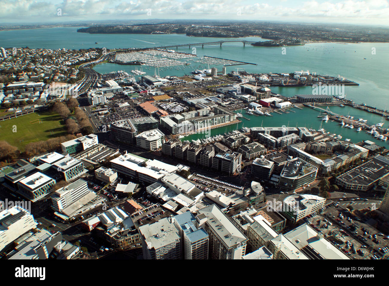 New Zealand, Auckland, Aerial view of city and harbour Stock Photo - Alamy