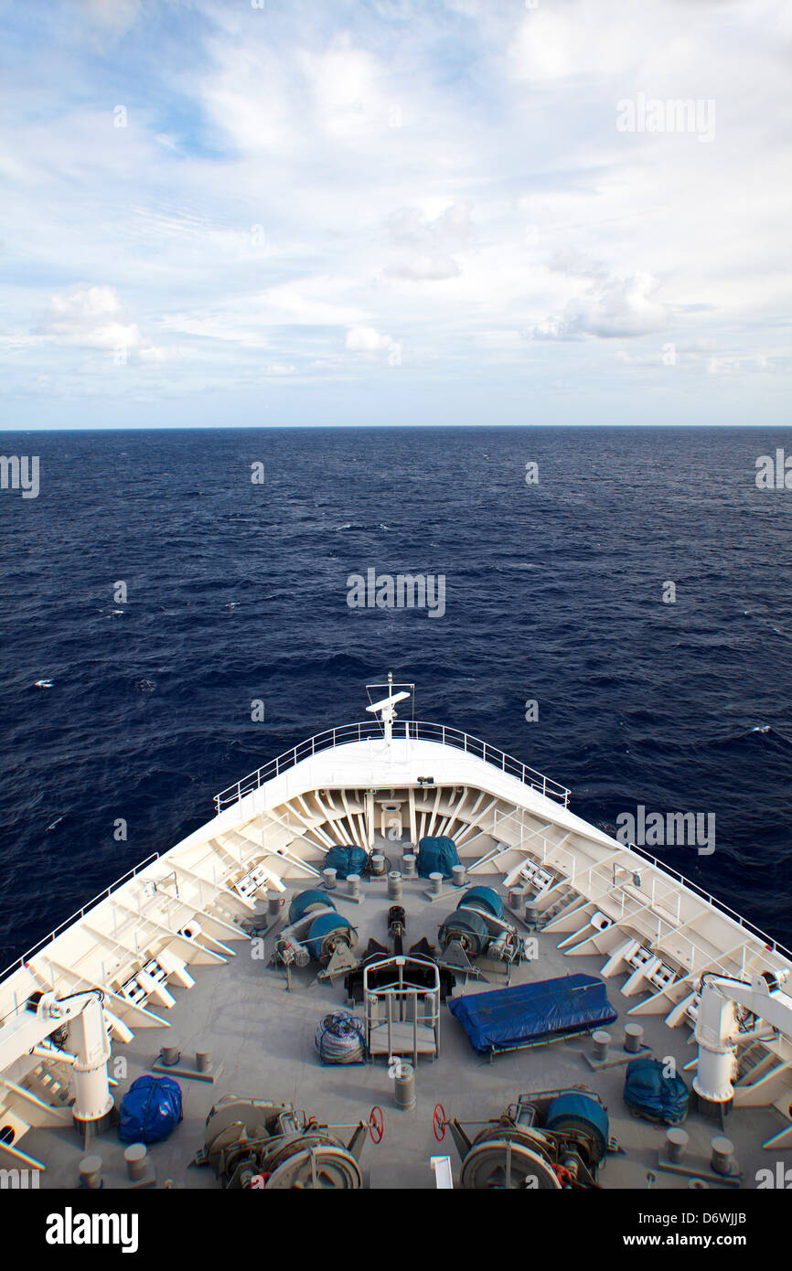 Front view from deck of modern cruise ship Stock Photo - Alamy