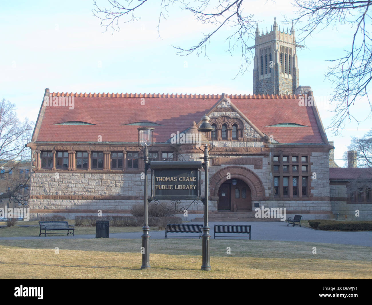 Facade of a library, Thomas Crane Public Library, Quincy, Massachusetts ...