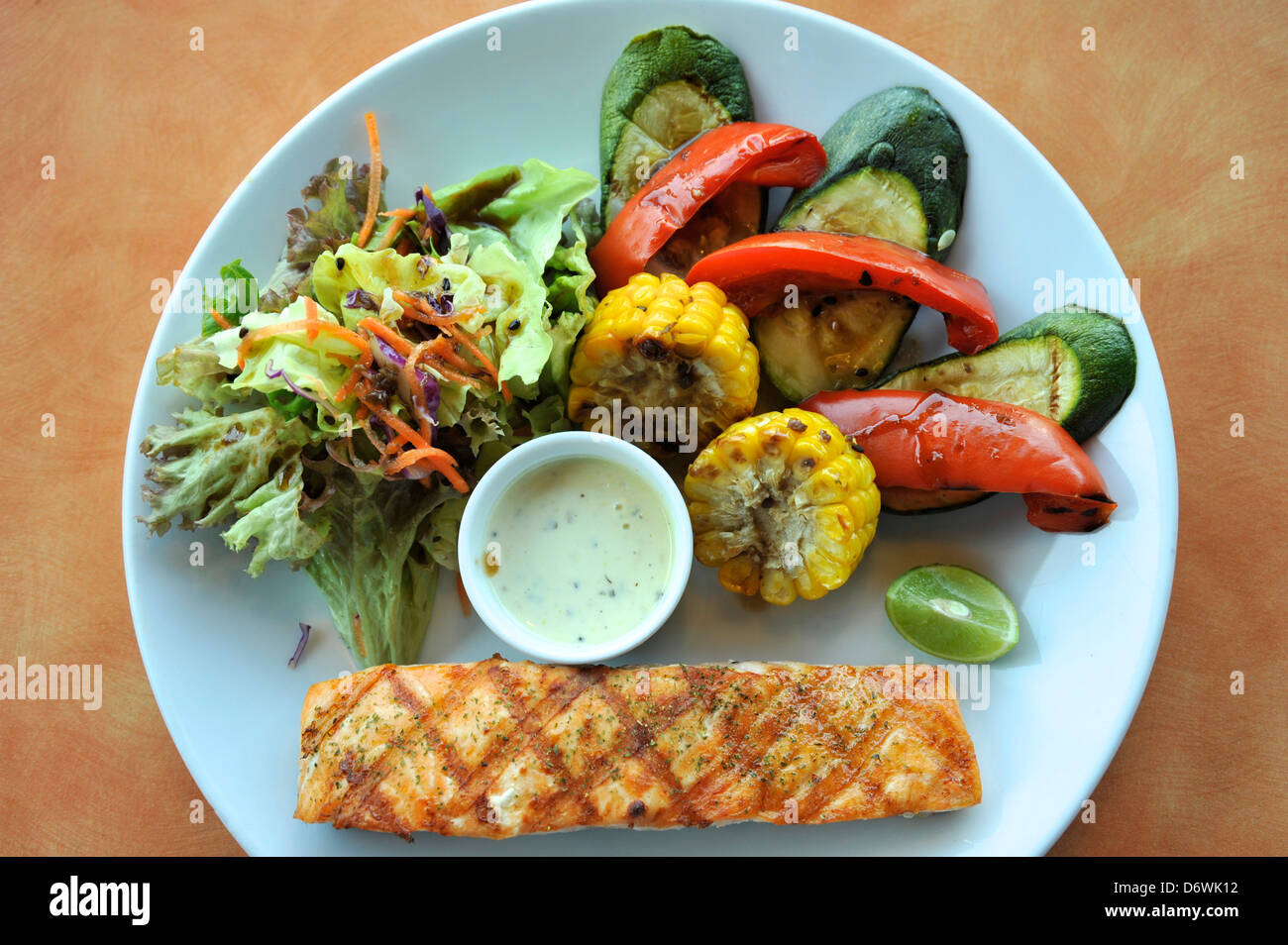 Grilled food ready for eat on a plate Stock Photo - Alamy