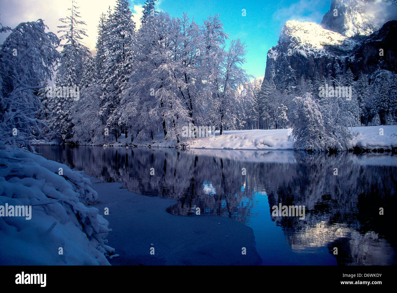 Bridalveil Rocks reflected in Merced River, Yosemite National Park ...