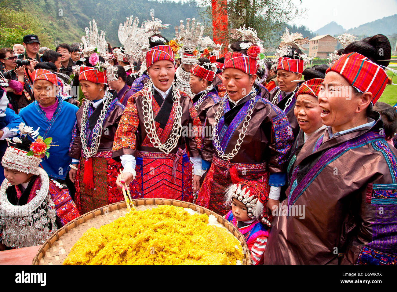 China, Guaizhau, Xidong, Miao people and traditional rice for Sisters ...